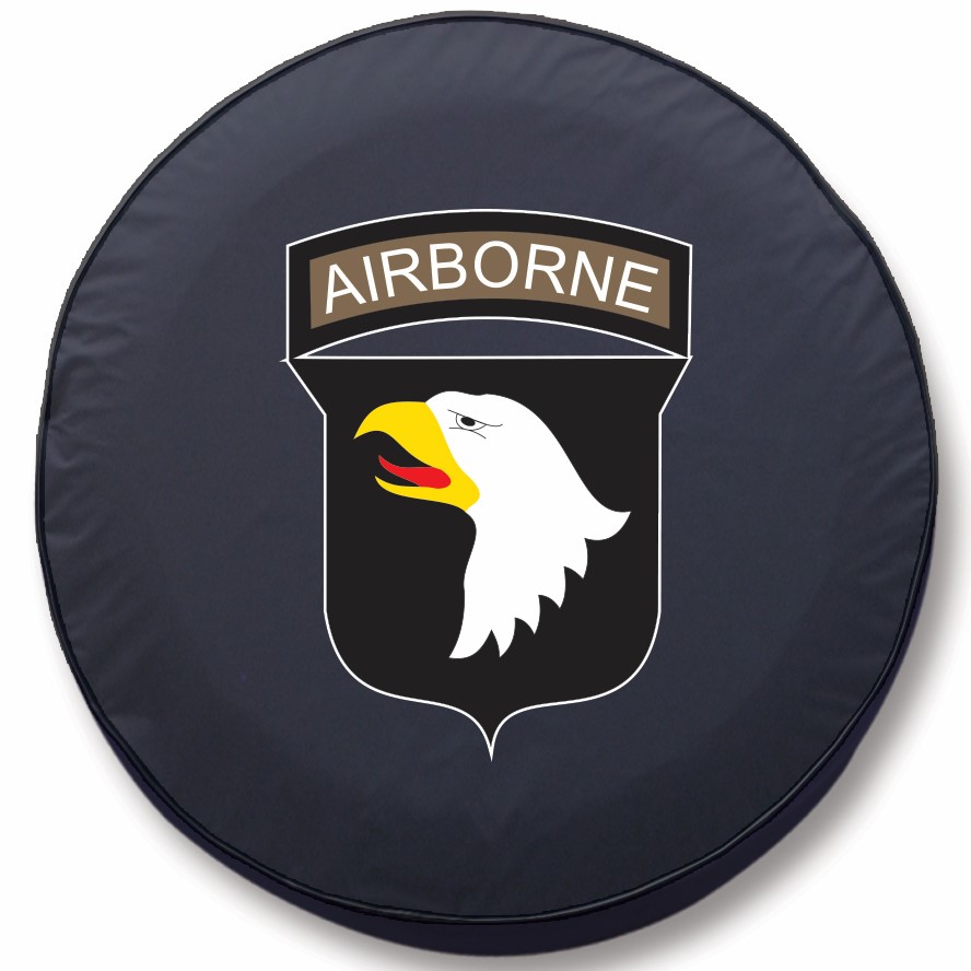 Army Airborne Tire Cover Logo on Black Vinyl
