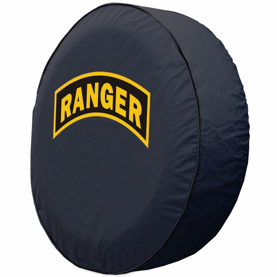 Army Ranger Tire Cover on Black Vinyl